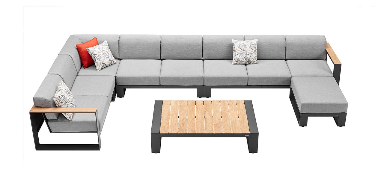 Cambusa 8 Seat Corner Sofa Lounge Set Black – HiSoLiving